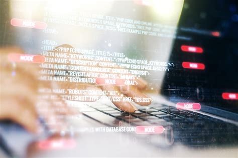 Premium Photo Multi Exposure Of Abstract Programming Language