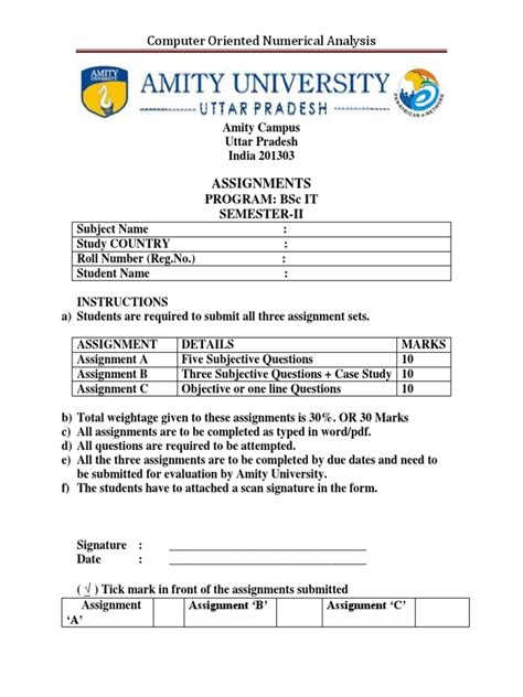 Computer Oriented Numerical Analysis Assignment Pdf Numerical Analysis Mathematical Analysis