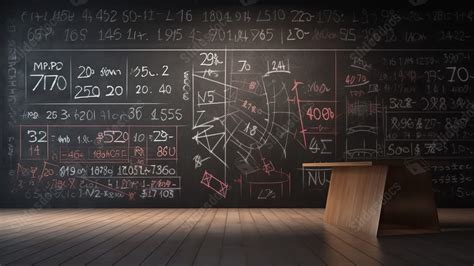 Mathematical Created Through 3d Rendering Of A Blackboard With Formulas