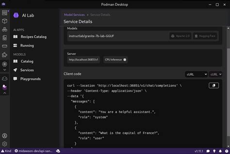 A Quick Look At Large Language Models With Nodejs Podman Desktop And The Granite Model Red