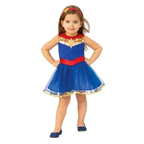 Captain Marvel Costume Girls Red Blue Tutu Dress Captain Marvel