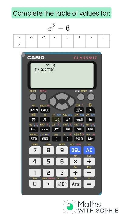 How To Create A Table Of Values With Classwiz Calculator Gcse And Igcse