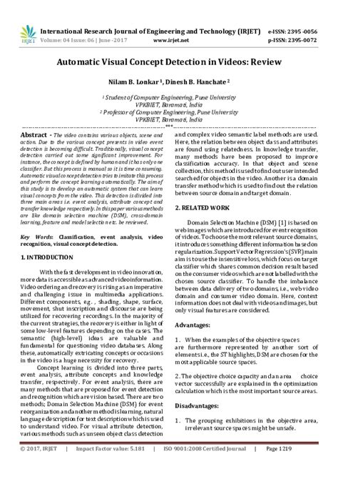 Pdf Automatic Visual Concept Detection In Videos Review