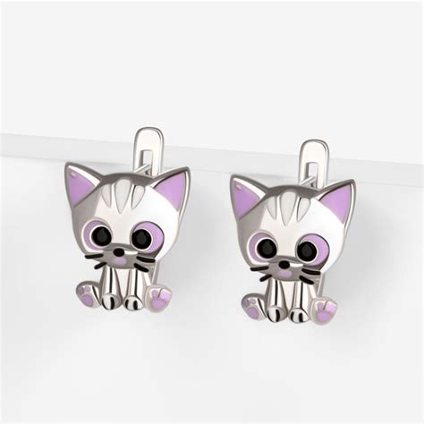 Сережки-котики — купить детские серьги-котики в ювелирном интернет ...