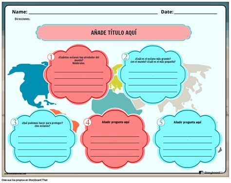 Hoja De Trabajo Editable De Los Océanos Del Mundo