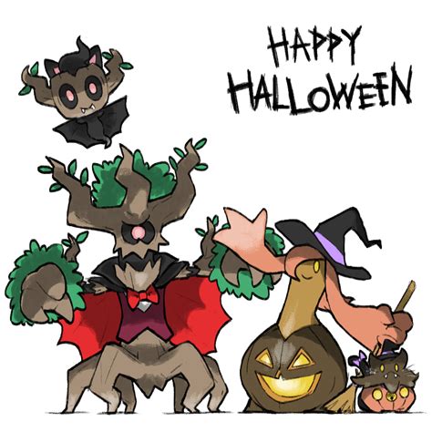 Pumpkaboo Phantump Gourgeist And Trevenant Pokemon Drawn By