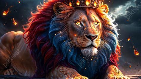 Magnificent Lion With Regal Aura And Glowing Eyes Backgrounds 