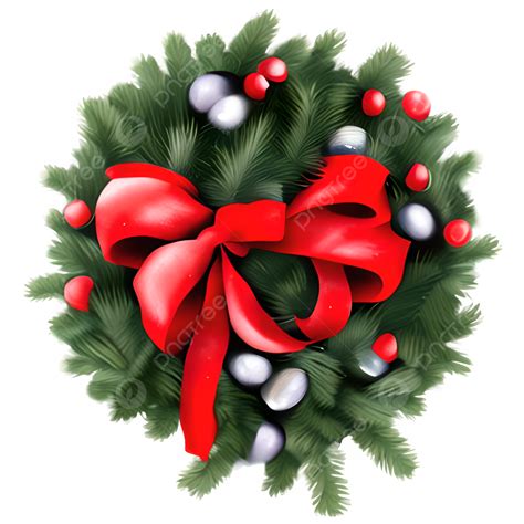 빨간 리본이 달린 크리스마스 화환 크리스마스 화환 빨간 리본 크리스마스 디자인 Png 일러스트 및 Psd 이미지 무료