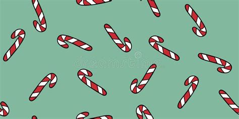 Seamless Pattern With Candy Canes On Mint Green Doodle Style Vector Stock Vector Illustration