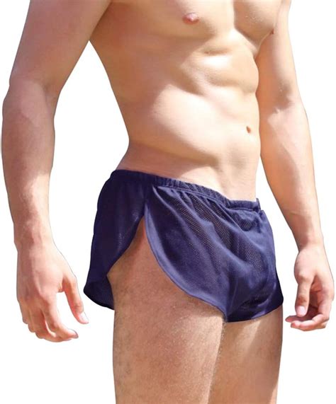 Buy Men S Split Side Short Shorts Sexy Breathable Large Split Sides Mesh Athletic Shorts Online