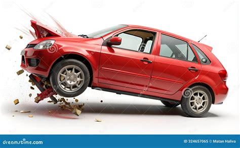 Red Car Crash On A White Background Stock Illustration Illustration