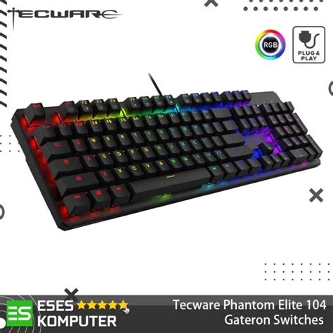 Promo Keyboard Tecware Phantom Elite 104 Rgb Led Gateron Mechanical Keyboard Green Switch