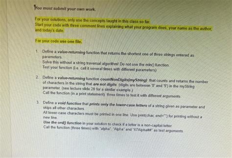 Solved You Must Submit Your Own Work For Your Solutions