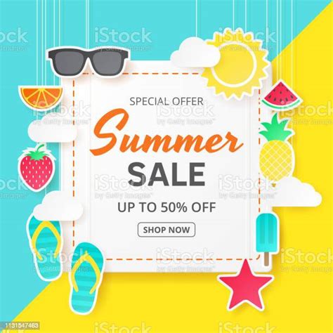 여름 판매 벡터 배경입니다 종이 절단 배너 벽지 전단지 초대장 포스터 브로셔 및 바우처 할인에 사용할 수 있습니다 개념에 대한 스톡 벡터 아트 및 기타 이미지 Istock