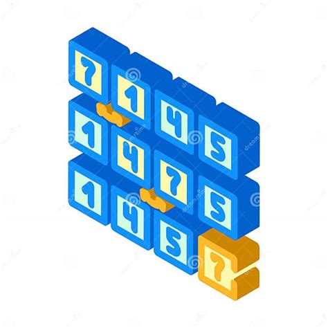 Bubble Sort Algorithm Isometric Icon Vector Illustration Stock Vector
