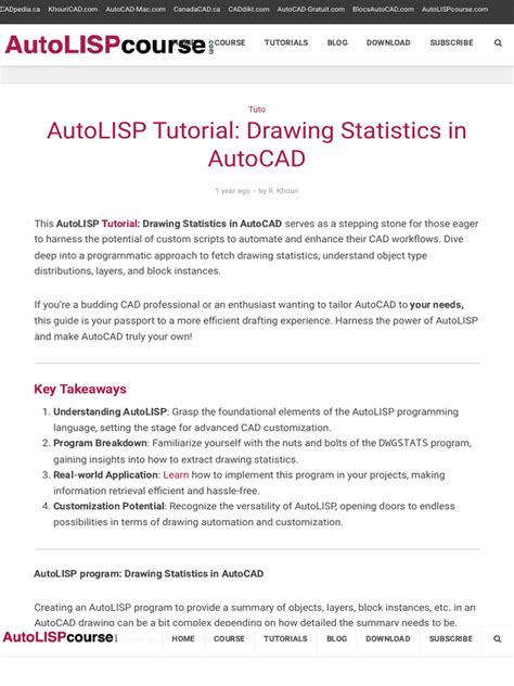 Autolisp Tutorial Drawing Statistics In Autocad Pdf Software Development Computer Science