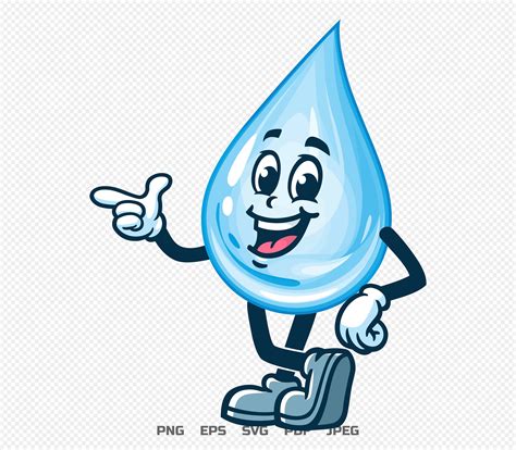 Water Drop Cartoon Mascot Illustration Design Character Vector Clip Art