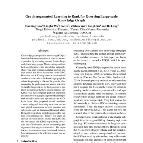 Graph Augmented Learning To Rank For Querying Large Scale Knowledge Graph Acl Anthology