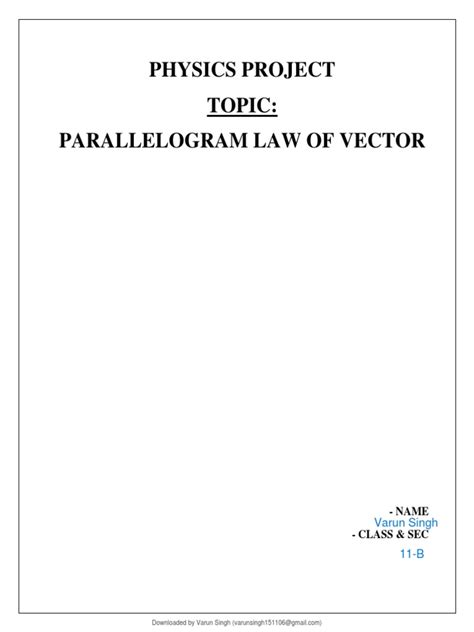 Sample Investigatory Project Class 11 Pdf Force Euclidean Vector