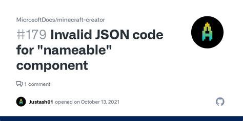 Invalid Json Code For Nameable Component Issue Microsoftdocs