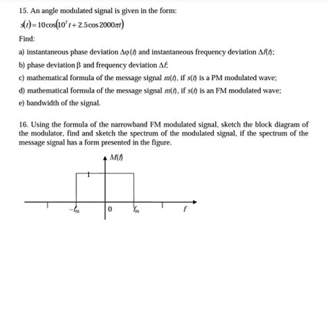 Solved An Angle Modulated Signal Is Given In The Form Chegg