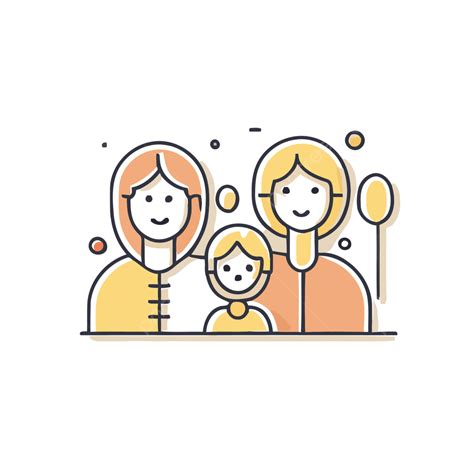 가족 초상화 아이콘 벡터 일러스트 레이 션 흰색 배경에 가족의 즐거운 시간을 묘사하는 직계 아이콘 플랫 아이콘 및 드리블에 의한 벡터 일러스트 비핸스 Hd Png
