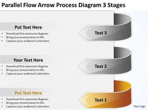 Flow Arrow Process Diagram 3 Stages Write Business Plan Template