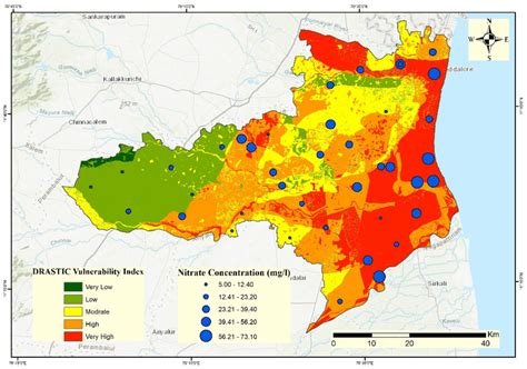 Drastic Groundwater Vulnerability Zones With Nitrate Concentration In
