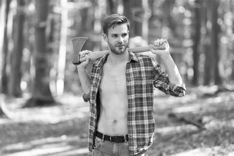 Lumberjack With An Ax And Torso Stock Image Image Of Beauty Nature