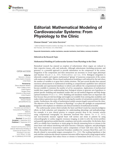 pdf editorial mathematical modeling of cardiovascular systems from