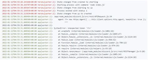 Nodejs Syntaxerror Unexpected Token Discordjs Heroku Stack