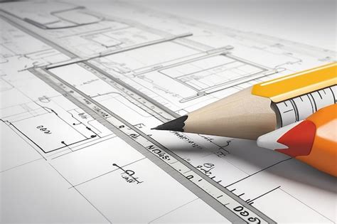Premium Photo Drafting And Design With Pencil And Ruler