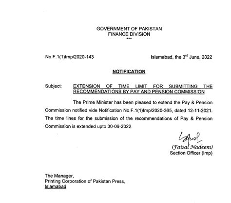 Time Limit For Recommendations Of Pay And Pension Commission