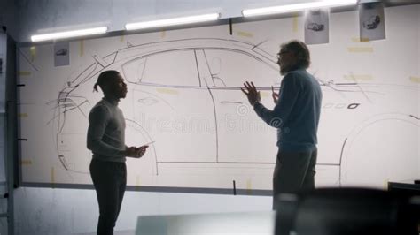 Designers Working On New Electric Car Sketch Stock Footage Video Of