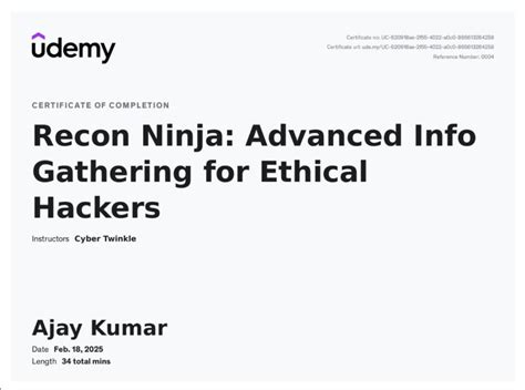 ethicalhacking osint cybersecurity reconnaissance udemy ajay kumar