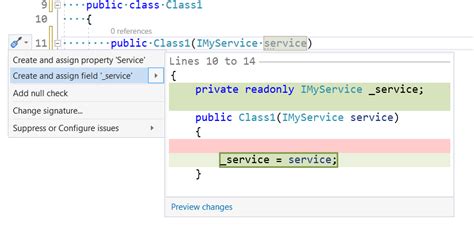 Vs依赖注入di构造函数自动生成局部私有变量