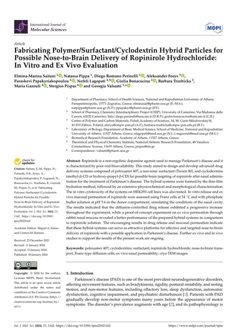 Pdf Fabricating Polymer Surfactant Cyclodextrin Hybrid Particles For Possible Nose To Brain