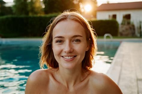 Premium Photo A Young Attractive Girl With Long Hair Is Swimming In