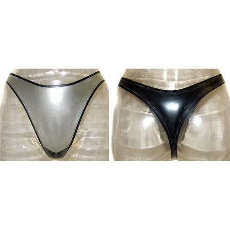 Latex String Briefs For Her With Godet