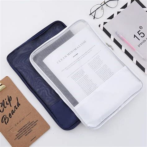 Gnoly File Bags Zipper Pouch Mesh Nylon A4 Size Document Storage Bag