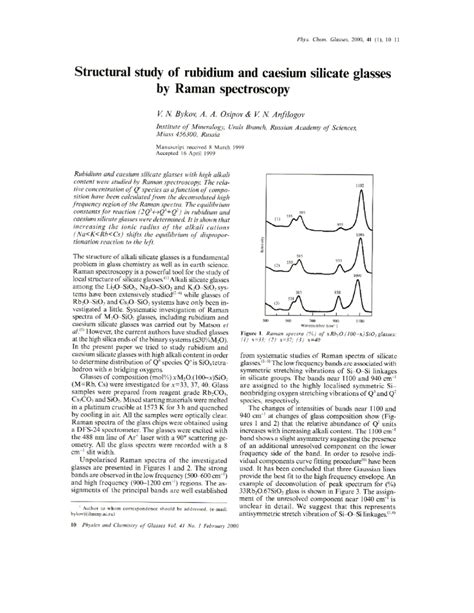 Pdf Structural Study Of Rubidium And Caesium Silicate Glasses By