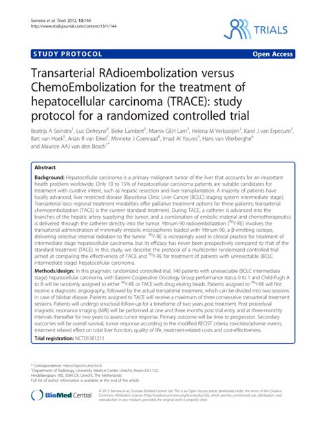 Pdf Transarterial Radioembolization Versus Chemoembolization For The Treatment Of