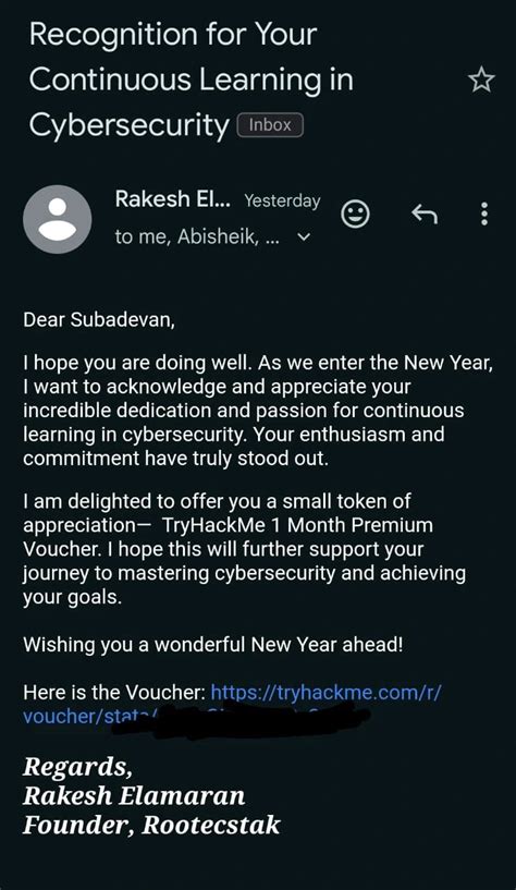 cybersecurity 30daychallenge gratitude recognition tryhackme happynewyear subadevan c
