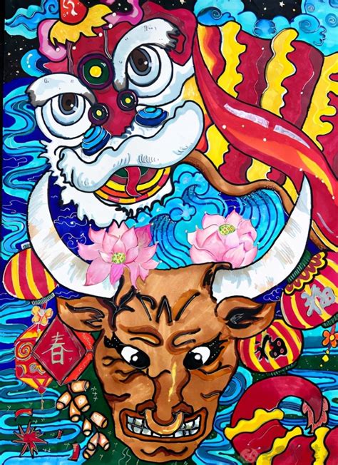 牛年绘画简笔画 牛年简笔画 大山谷图库