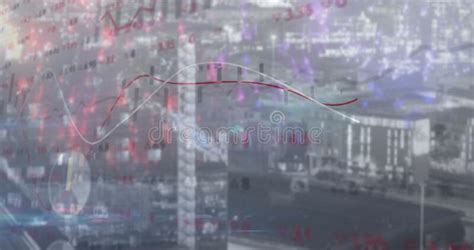 Statistical And Stock Market Data Processing Against Aerial View Of Cityscape Stock Image