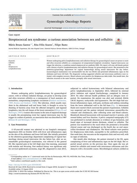 Pdf Streptococcal Sex Syndrome A Curious Association Between Sex And Cellulitis