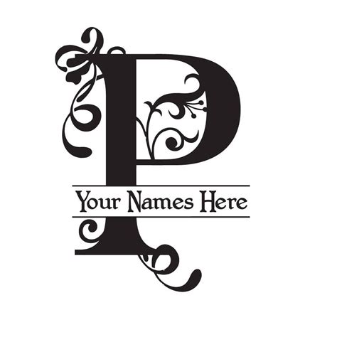 Large Vinyl Monogram Letter P Decal Split Letter Monogram Custom