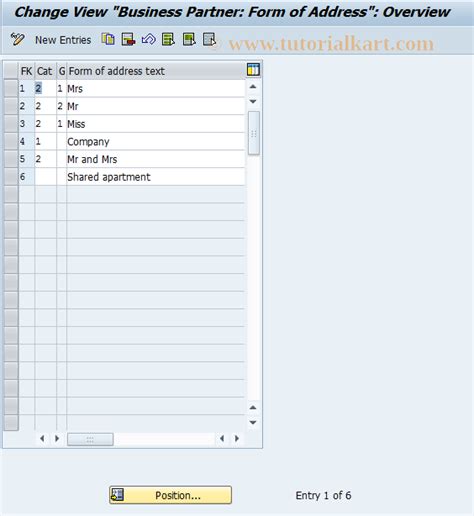 Bc01 Sap Tcode Business Partner Form Of Address