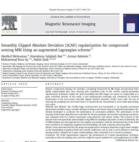 Qmisg Smoothly Clipped Absolute Deviation Scad