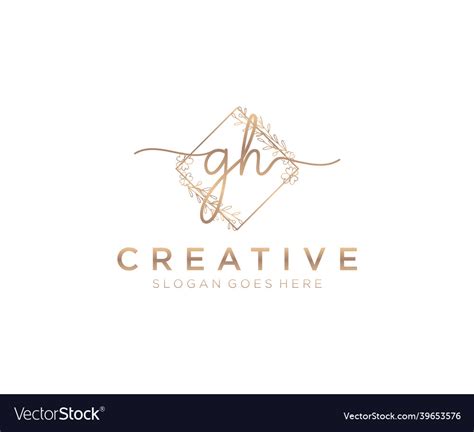 Initial Gh Feminine Logo Beauty Monogram Vector Image